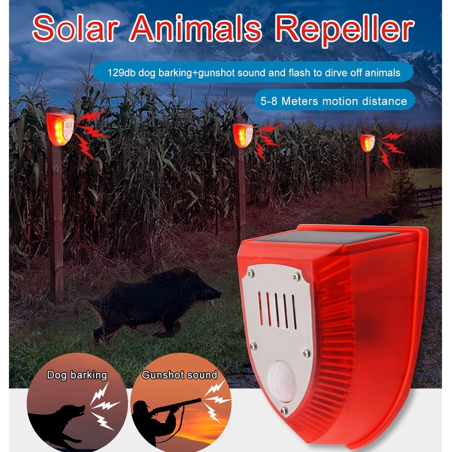 【New Dog Barking Simulation】Solar Alarm Lamp Sound Alert Flash Warning ...
