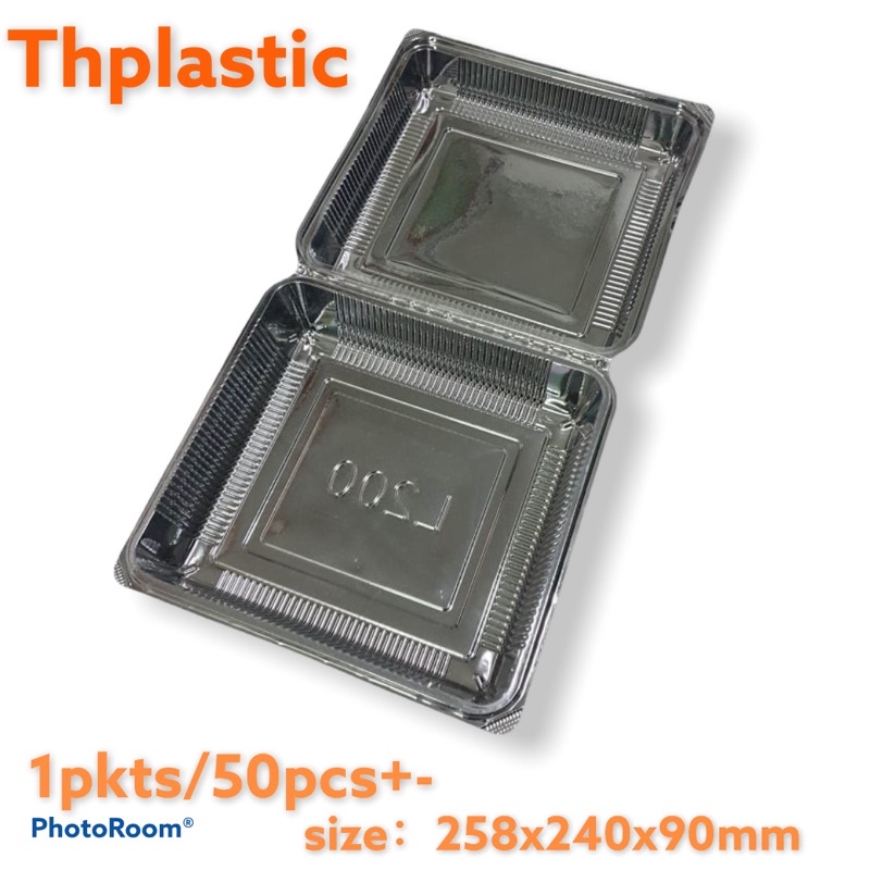 50pcs+-OP-L200 (8"inch) OPS Square Food Box Plastic Clear Container ...