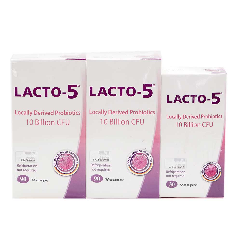 Lacto-5 Probiotics For Digestion System (500mg x 90s x 2) [Free 30s ...