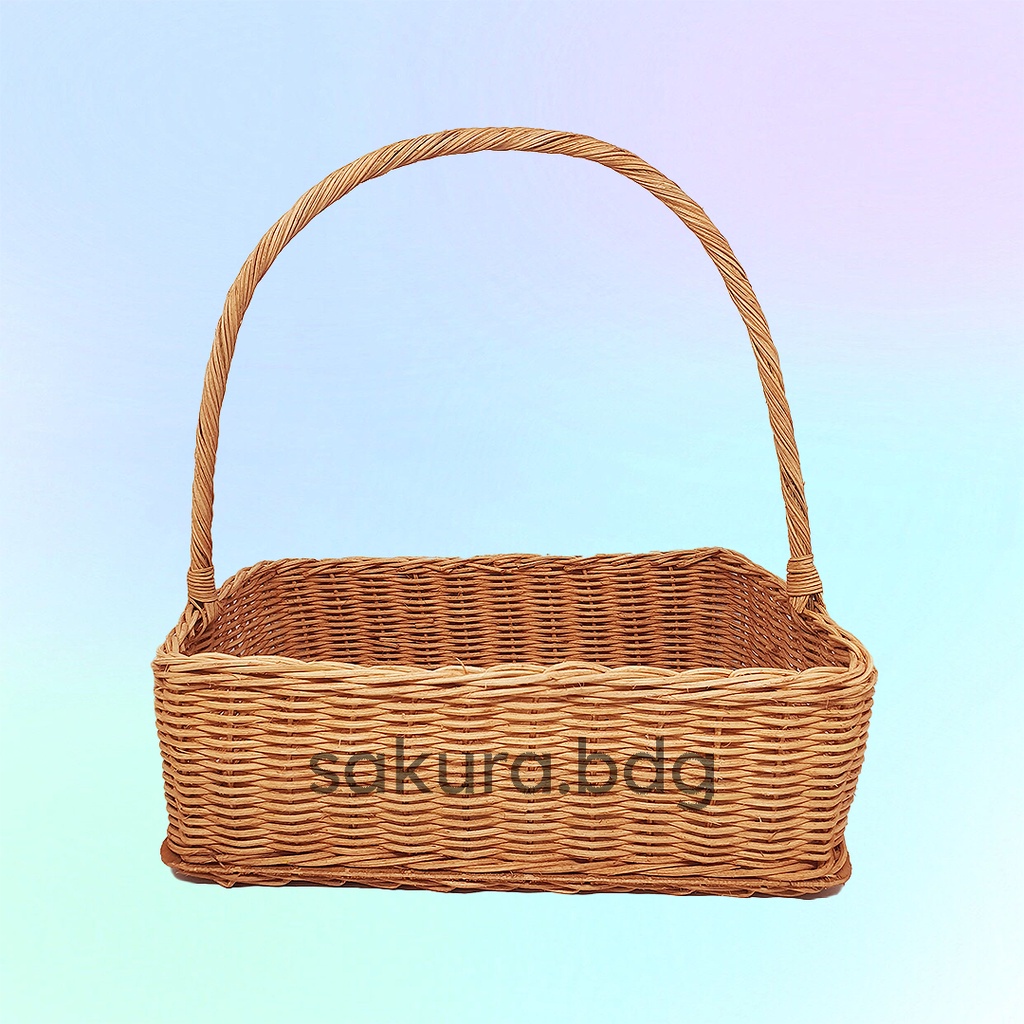 K73M - Square rattan basket with plywood base stem M 31x21x8 cm hampers ...
