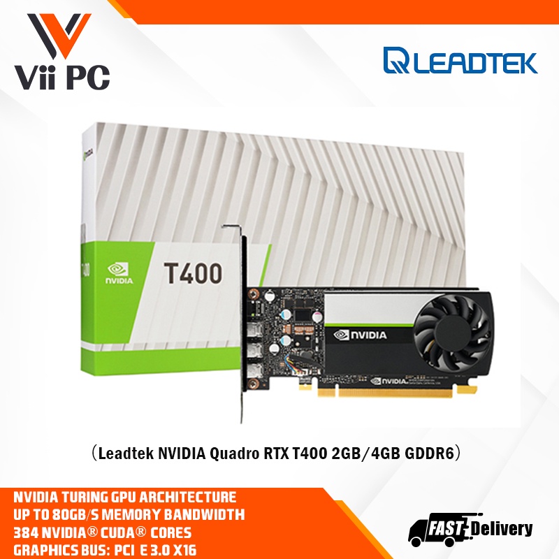 Leadtek NVIDIA Quadro RTX T400 2GB 4GB GDDR6 Graphics Card | Shopee ...