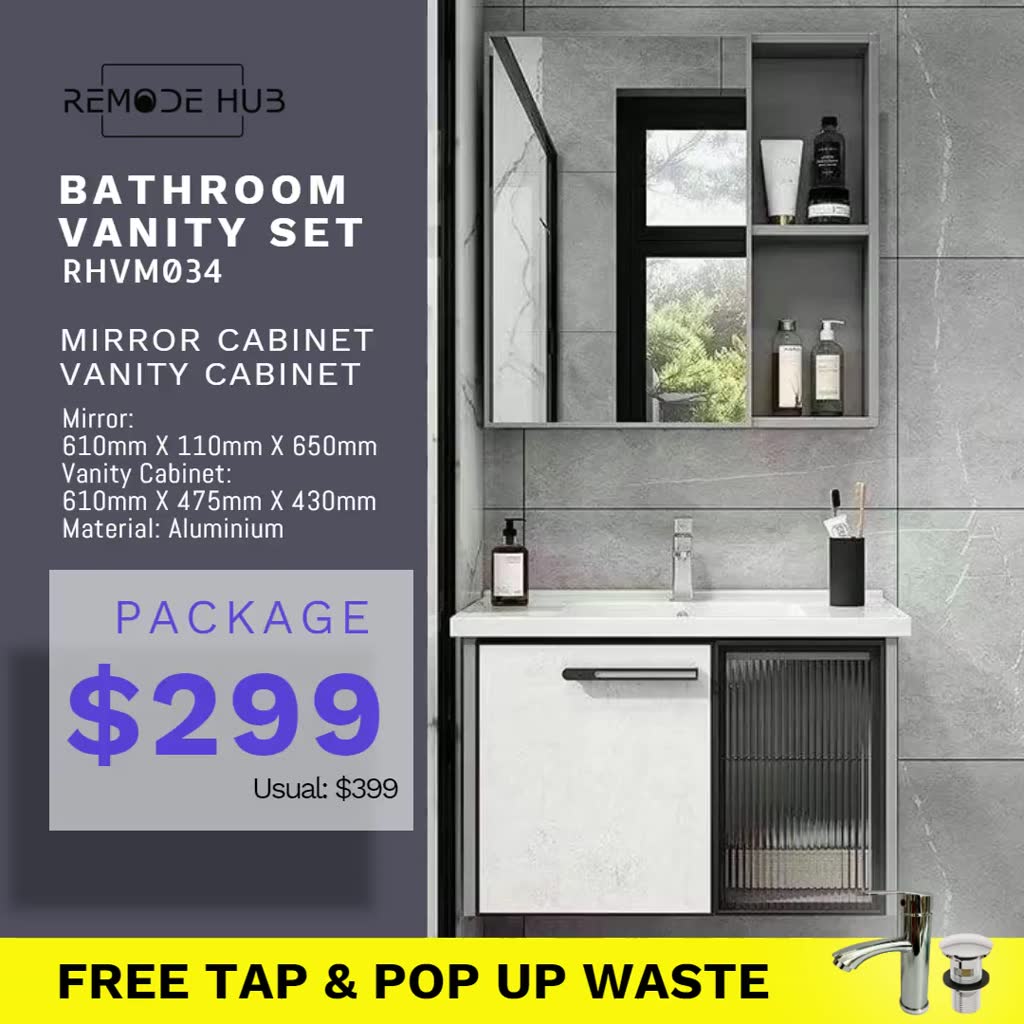 SG STOCK Bathroom Vanity Cabinet Set RHVM026-400 (Top & Bottom ...