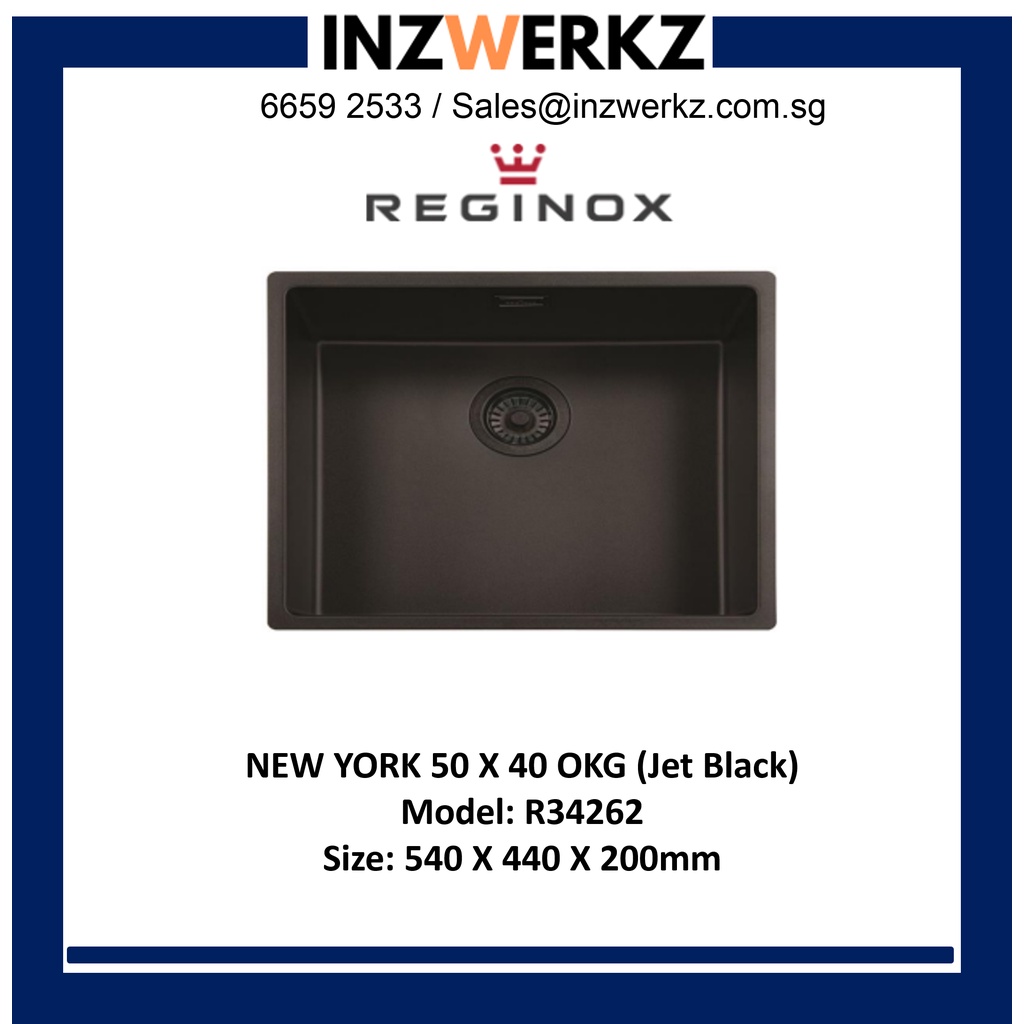 Reginox New York 50X40 Jet Black Kitchen Sink | Shopee Singapore