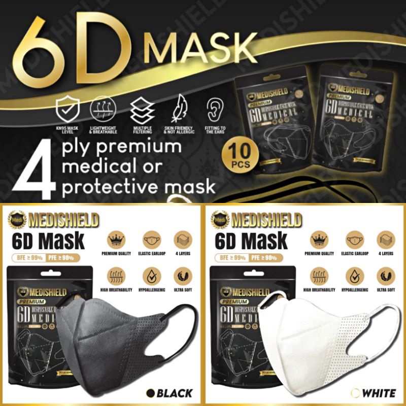 Medishield 6D Premium 4Ply Medical Mask - 10pcs | Shopee Singapore