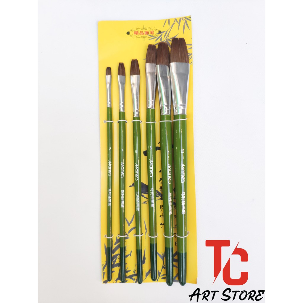 Set of 6 Green Maries Square Head Brushes | Shopee Singapore