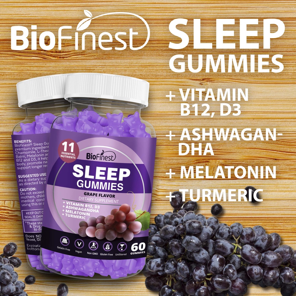 Biofinest Sleep Gummy Supplement - Melatonin Ashwagandha Turmeric ...
