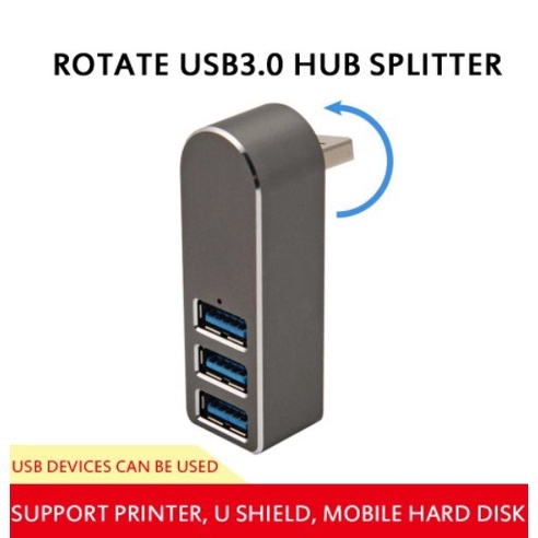 L Shape USB HUB Splitter 180 Degree Rotation 3.0 5Gbps for PC Laptop ...