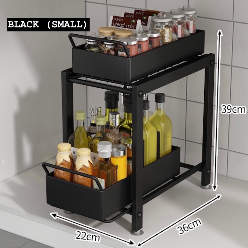 FOURTHROOM | Two Tier Kitchen Drawer Rack under Sink Storage with ...