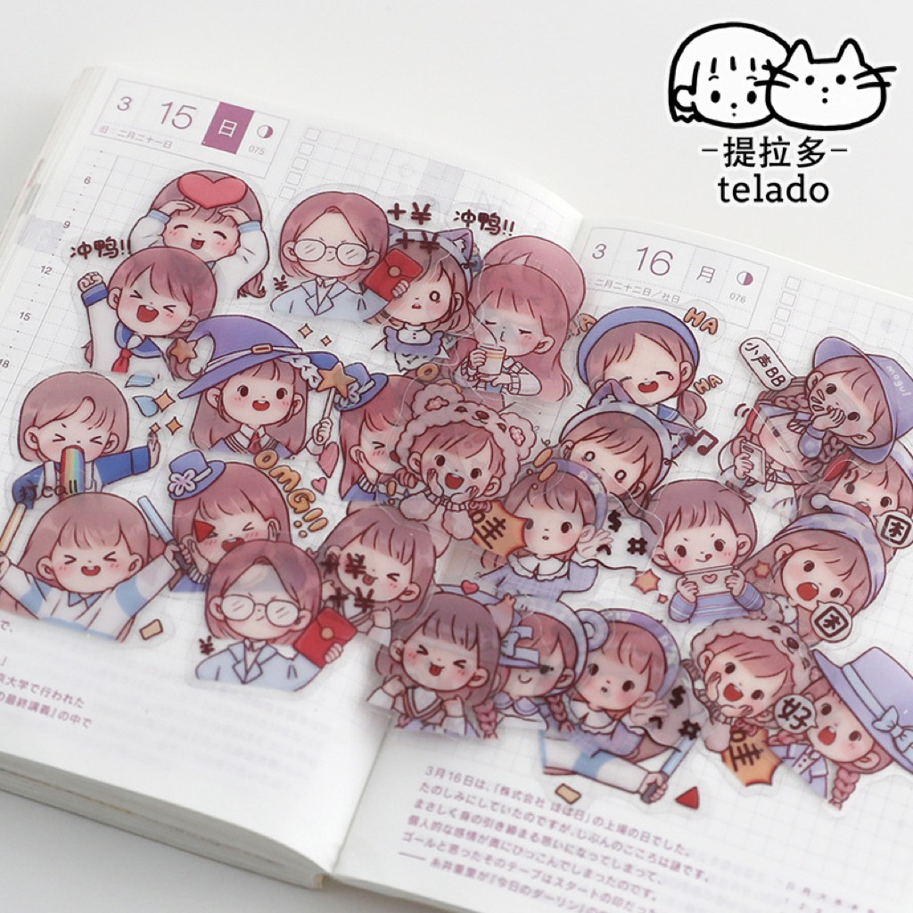 Telado Girl Sticker Pack 40pcs Set DIY Stickers Pocket Die Cut ...