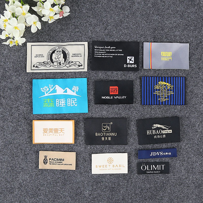 Custom woven leader label for clothes luggage sewing tags handwork ...