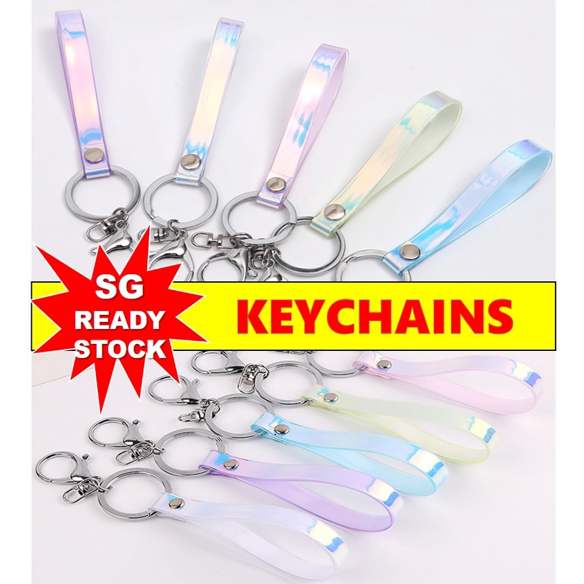 [SG READY STOCK] Holographic Keychain Metal Key Ring Key Holder Key ...