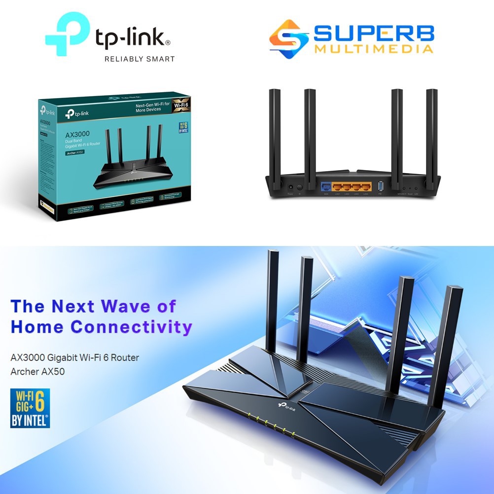 TP-Link AX3000 Dual Band Gigabit Wi-Fi 6 Router (Archer AX50) | Shopee ...