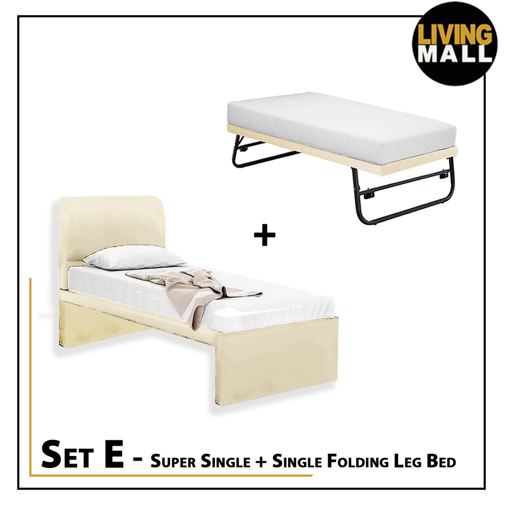 Livingmall Xanti Bed Frame With Pull Out/Folding Leg Bed Option In 2 ...