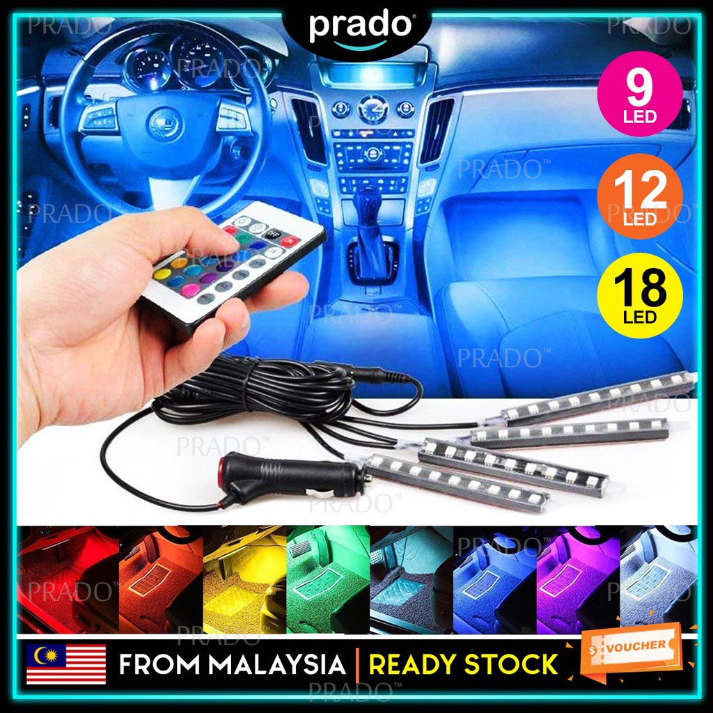 PRADO 4X 9/12/18LED Car Foot Light RGB Colour Car Accessories Interior ...