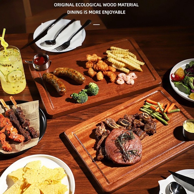 Steak Tray Cheese Solid Wood Plate Western Food Wooden Board Restaurant ...