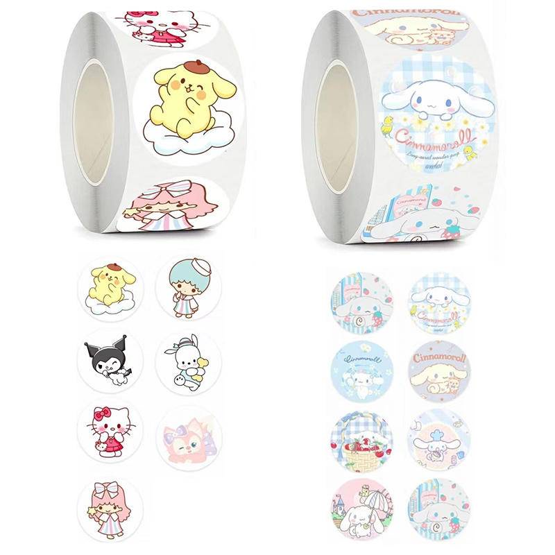 5/500Pcs/Roll Sanrio Gift Sealing Stickers Cute Cinnamoroll Cartoon ...