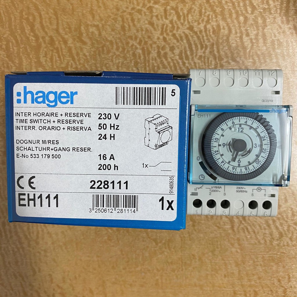 Hager Timer time switch daily cycle with reserve EH111 / EHN111 ...