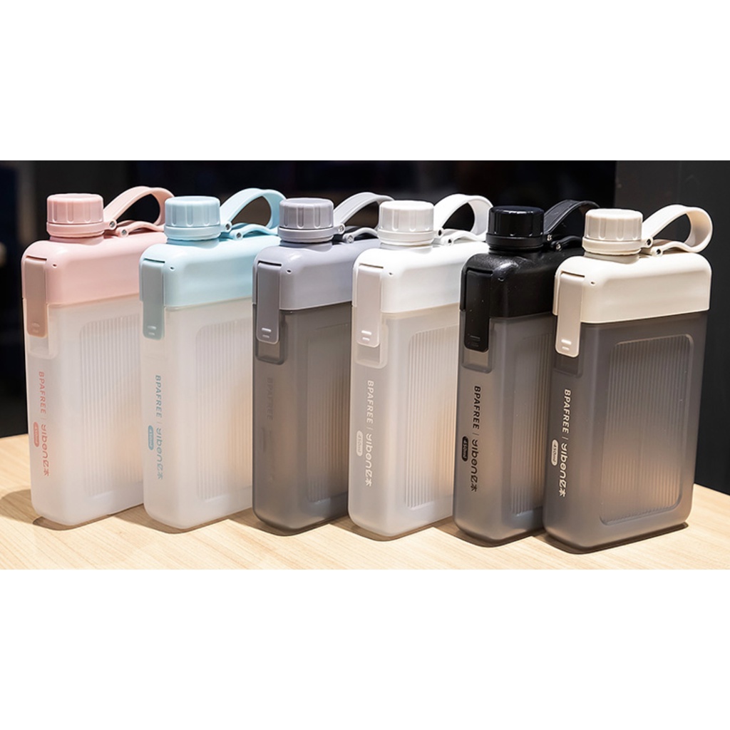 DDjoy(SG Stock) 450ml Flat Rectangle Water Bottle with handle Portable ...