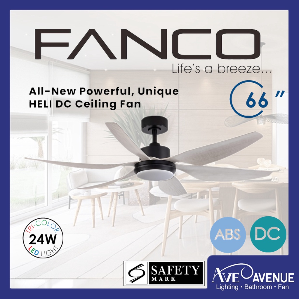 Fanco Heli 6-Blades DC Ceiling Fan with Remote Control and LED 3-Tone ...