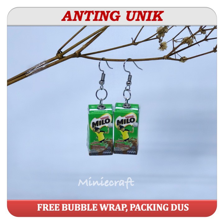 Unique Earrings Miniature MILO Milk Box | Shopee Singapore