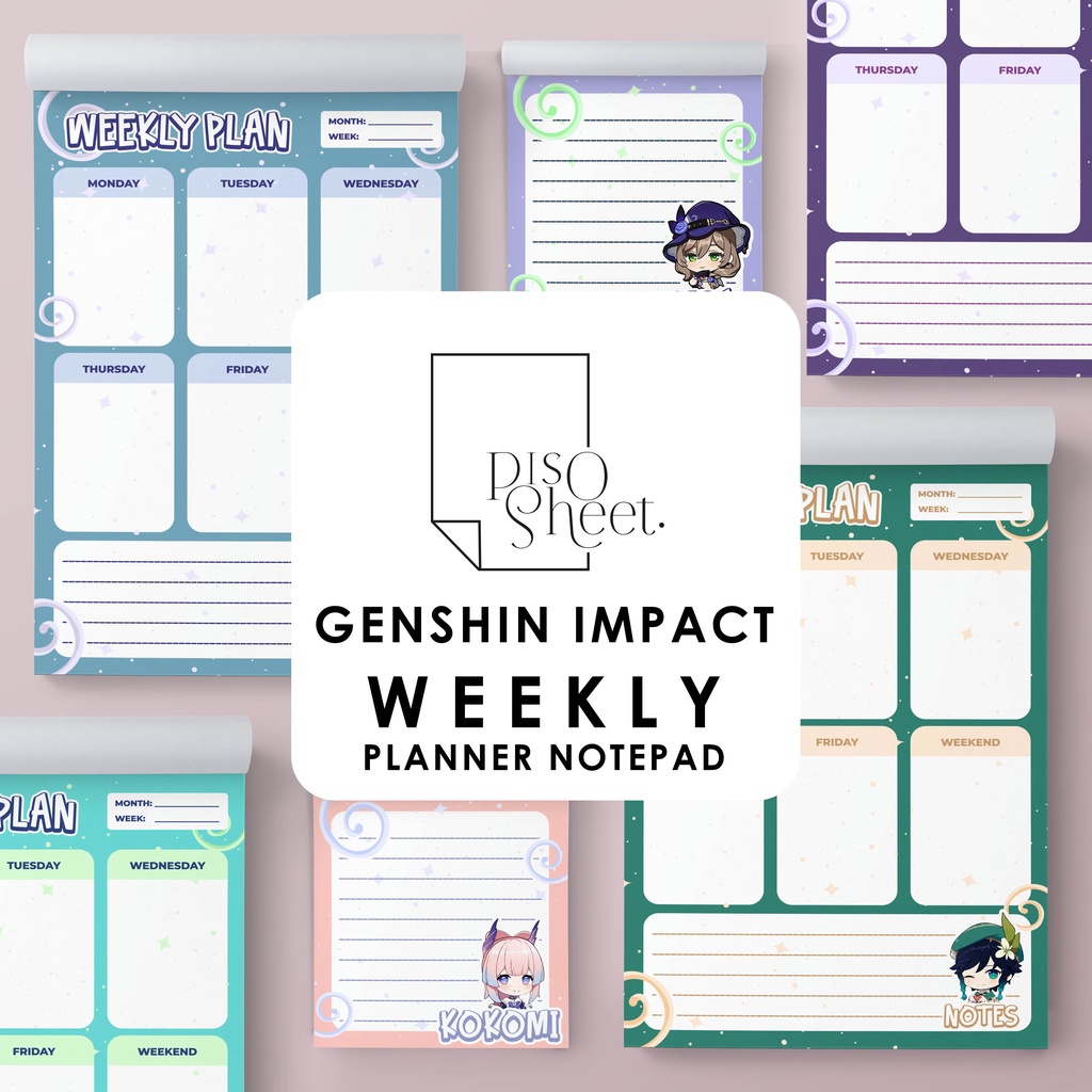 Genshin Impact Fanmade Weekly Planner Notepad | Shopee Singapore
