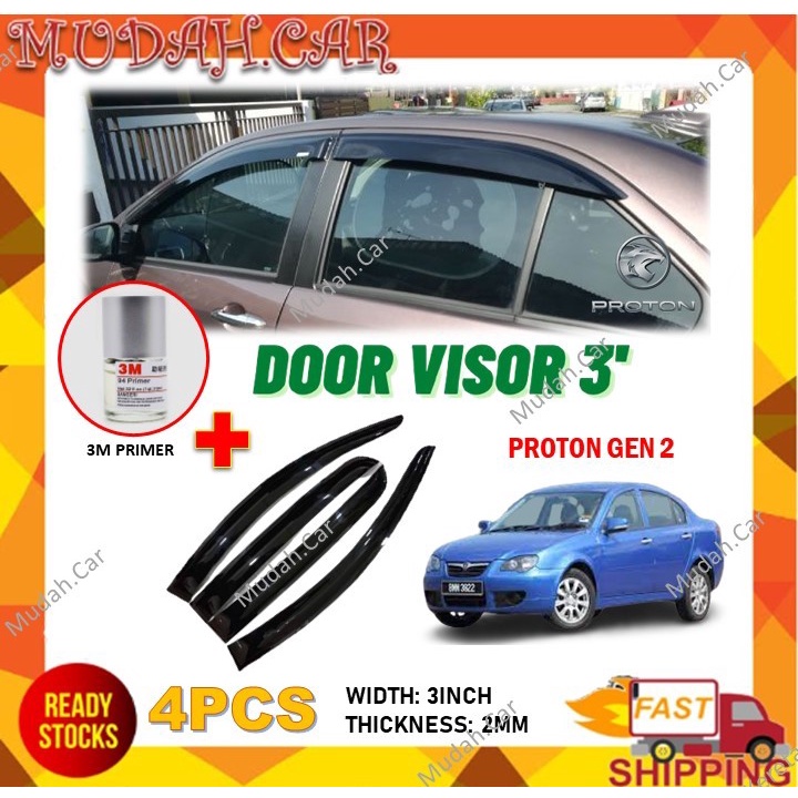 Proton Gen 2 Door Visor 3 inch Air Press Window Wind Deflector (4PCS ...