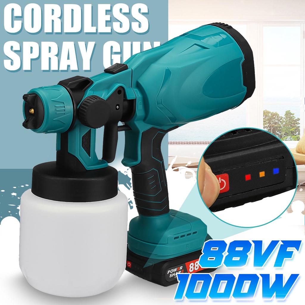 800ML Cordless Electric Spray Gun with 3 Airbrush Flow Control Nozzles ...