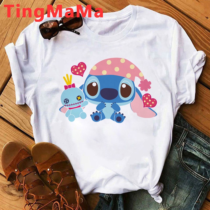 Disney Stitch Lilo Stitch Ohana clothes summer top women graphic tees ...