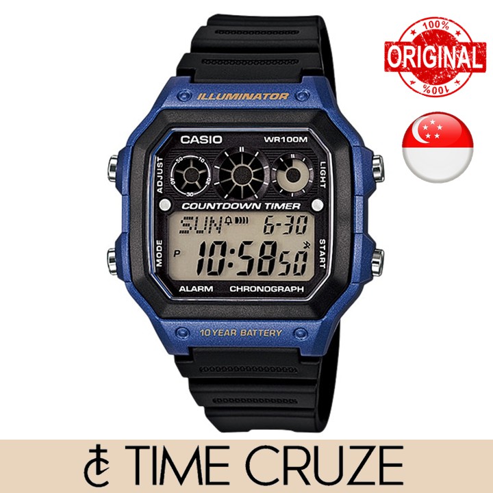 [Time Cruze] Casio AE-1300 World Time Blue Black Resin Digital Men Watch AE-1300WH-2AVDF AE ...