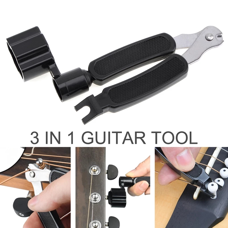 3 in 1 Guitar Peg String Winder + String Pin Puller + String Cutter ...