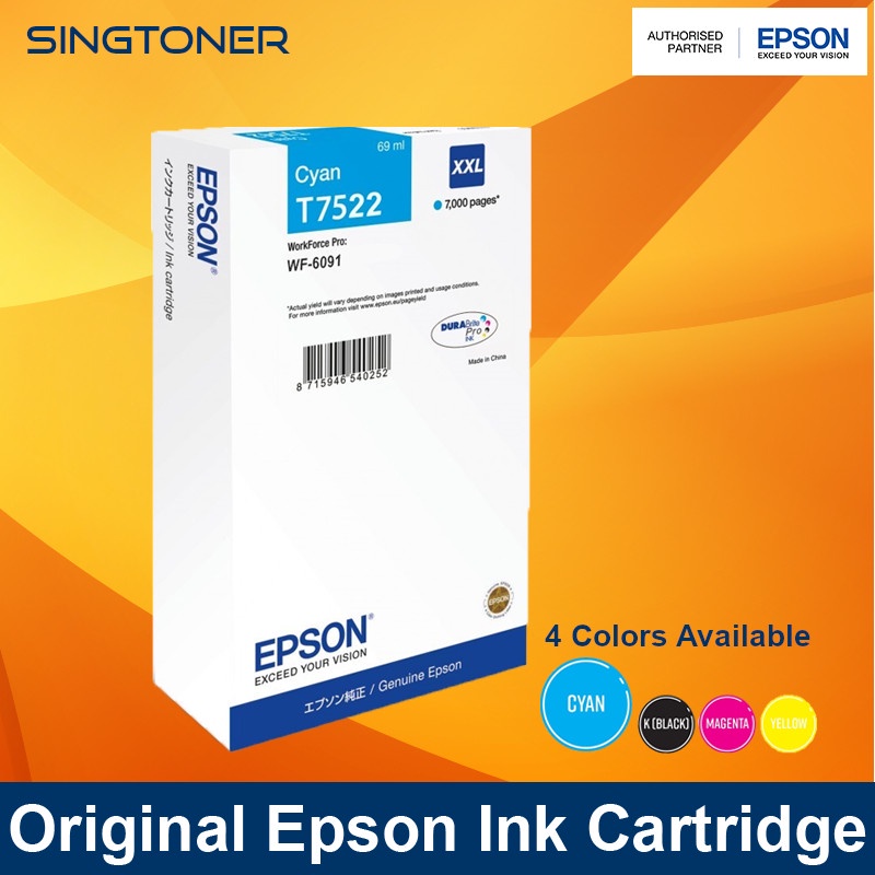 [Original] Epson T752 Black Cyan Magenta Yellow Ink Cartridge for ...