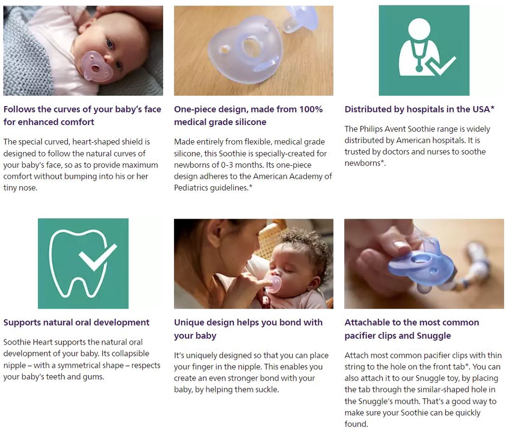 Philips Avent Soothie Heart Pacifier, 2pk - Pink/Blue (2 Sizes ...
