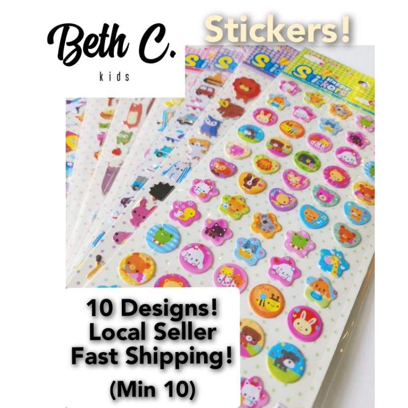 [Beth C.] 3D Kids Stickers Animals Kawaii Cute Fun Designs | Shopee ...
