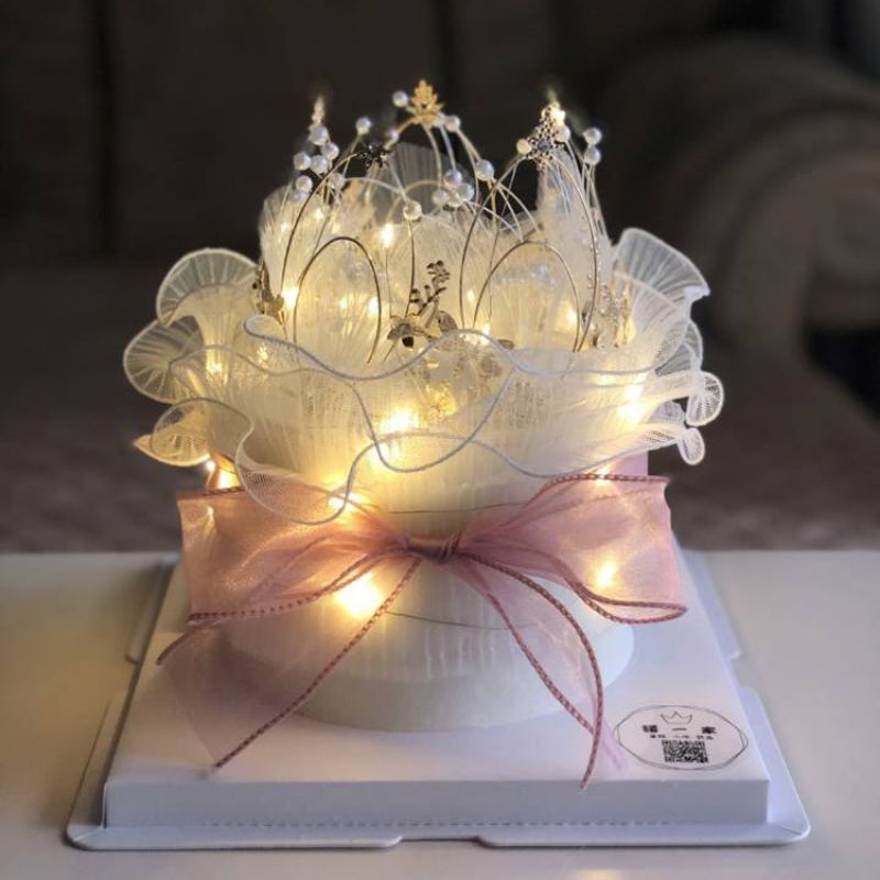 Happy Mothers Day Crown Cake Toppers Mesh Cake Surrounding Wave Yarn ...