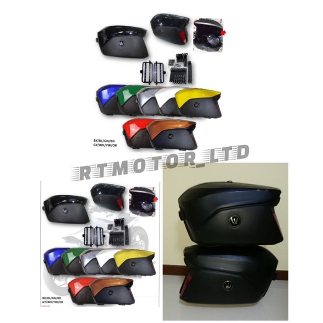 UNIVERSAL SIDE BOX 37L WITH BRACKET AND LED BIG UNIVERSAL PANNIERS SIDE ...