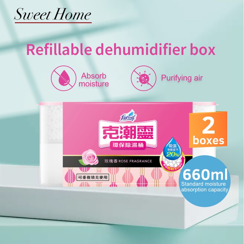 [Bundle of 2]Farcent Refillable Dehumidifier Starter Refillable Dehumidifier Box 660ml Standard ...