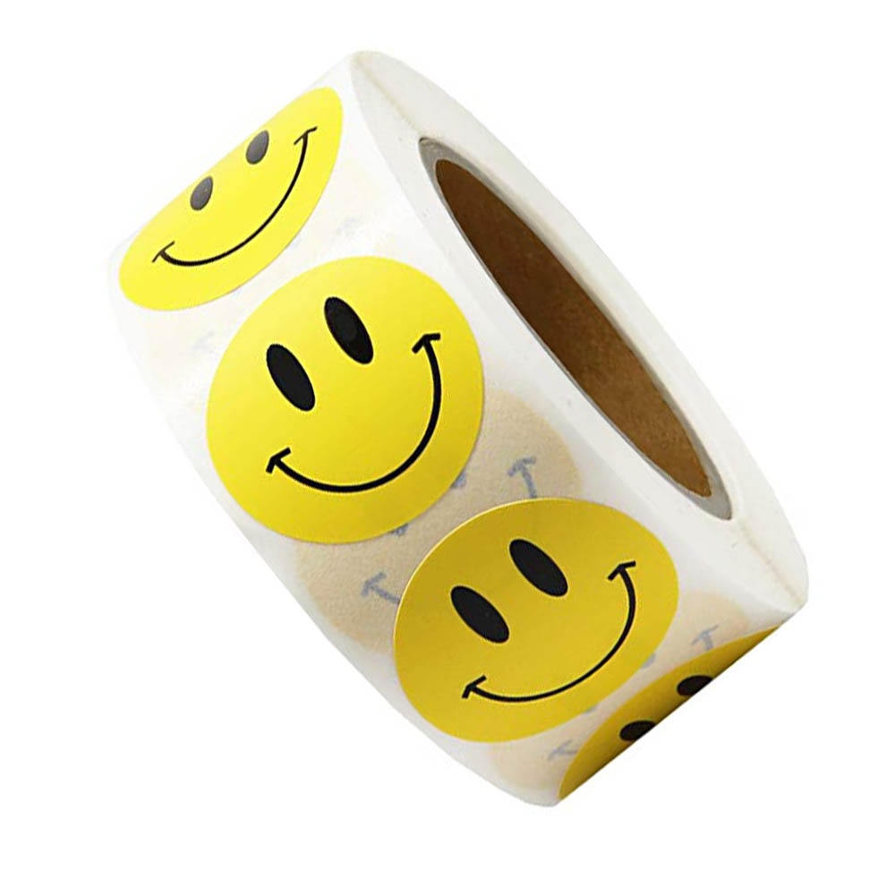 Smiley Face Sticker 500 Pcs/roll for Kids Reward Sticker Yellow Dots ...
