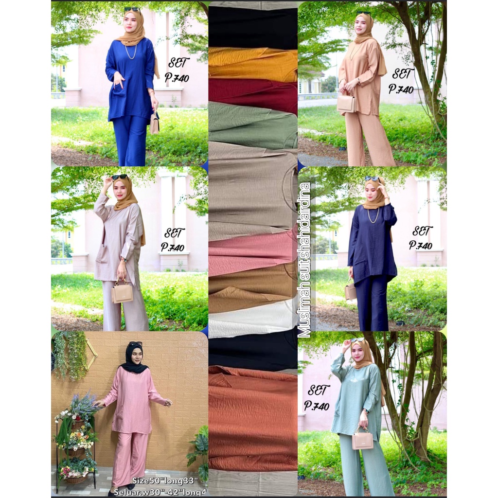 Set warda,blouse poket dan pants,fit dada 38-50,loose style kini ...