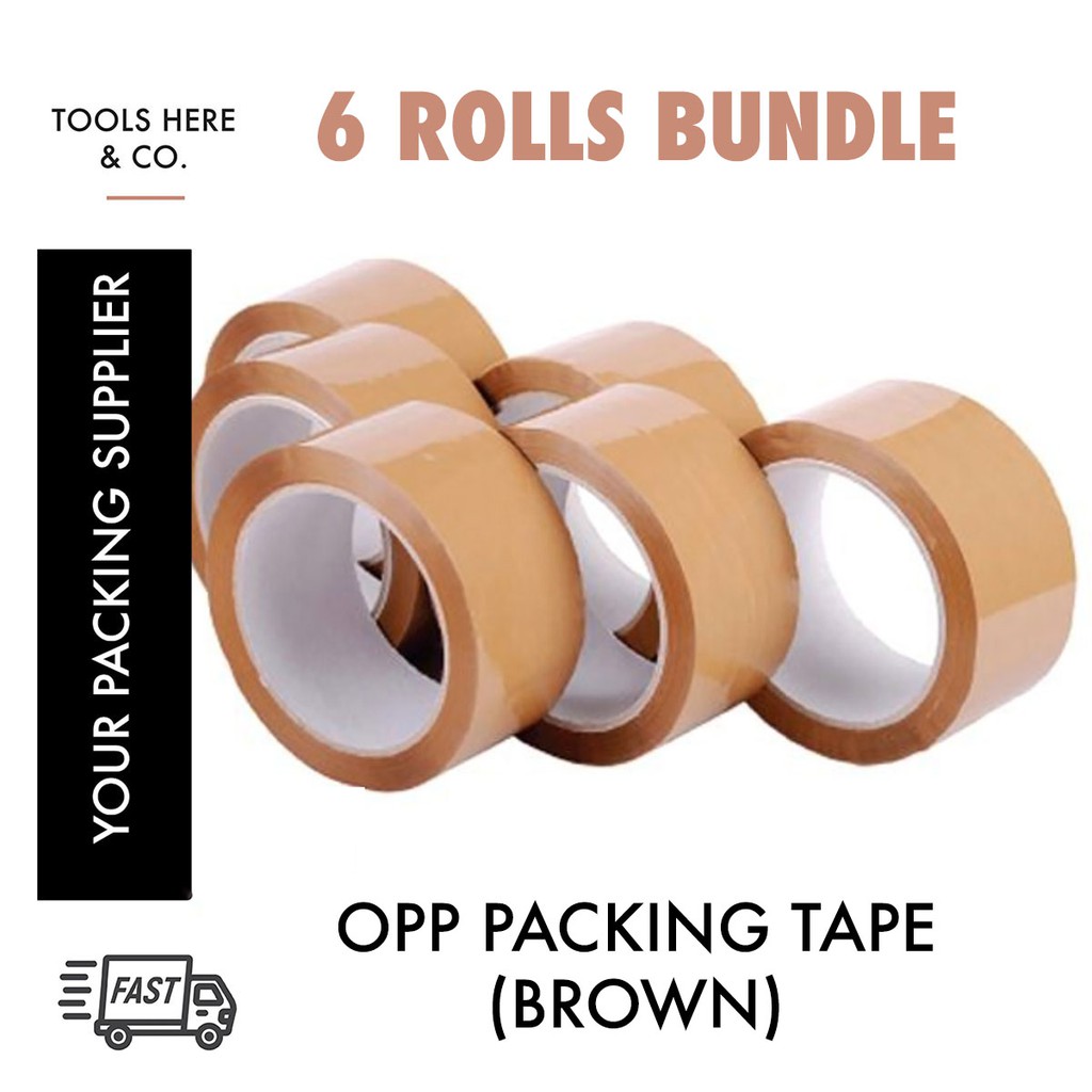 Opp Tape (6 Rolls) 48 mm x 80 Yards Brown Packaging Adhesives Packing ...