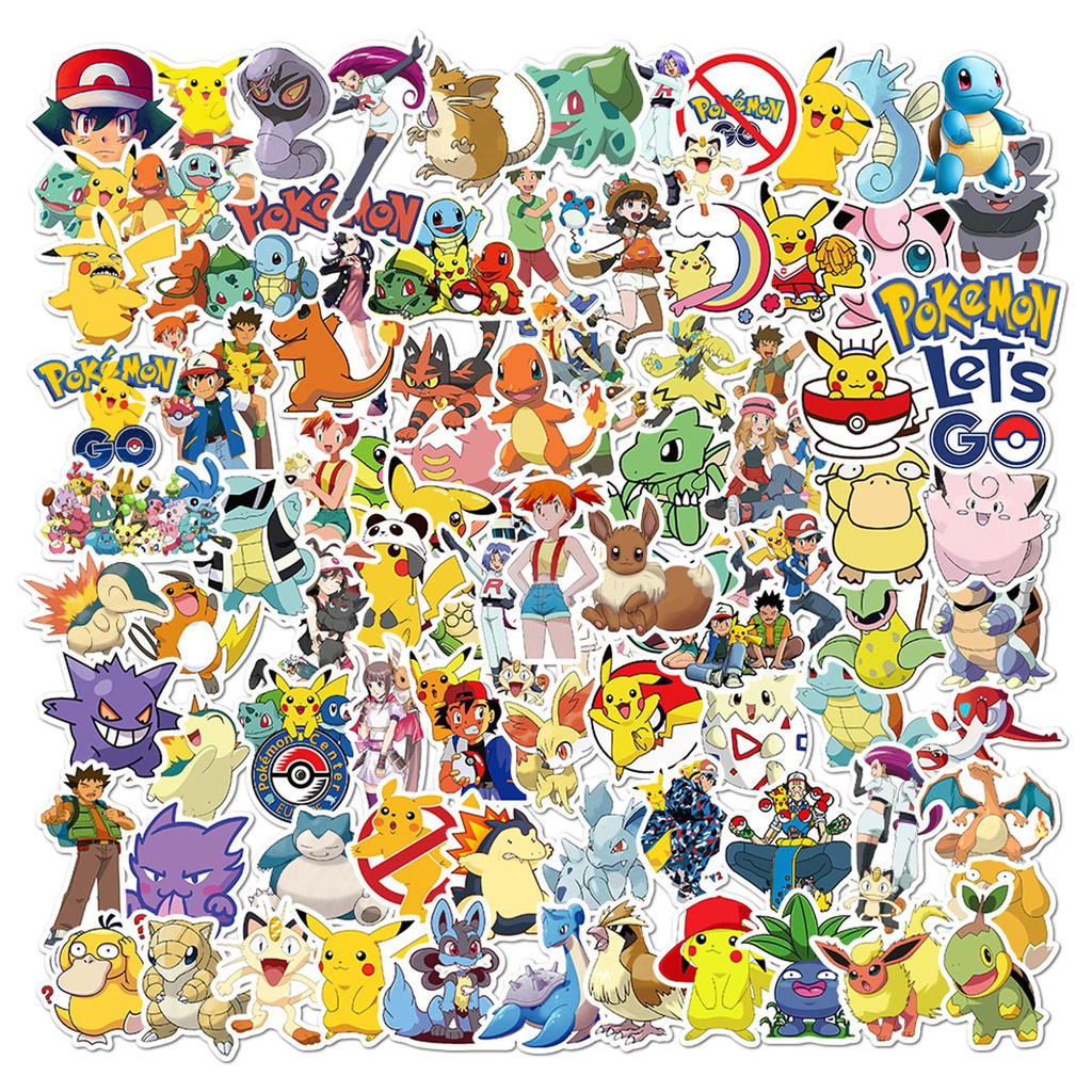 100/50/25/10PCS Pokemon Pikachu Stickers Anime Cartoon Kawaii ...