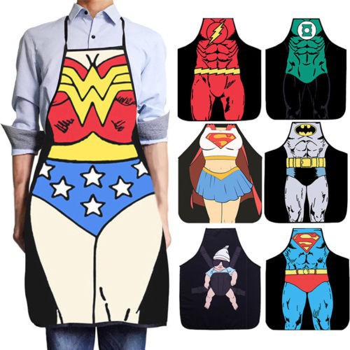 Women Men Waterproof Kitchen Bib Aprons Comic Super Hero Costume Funny ...