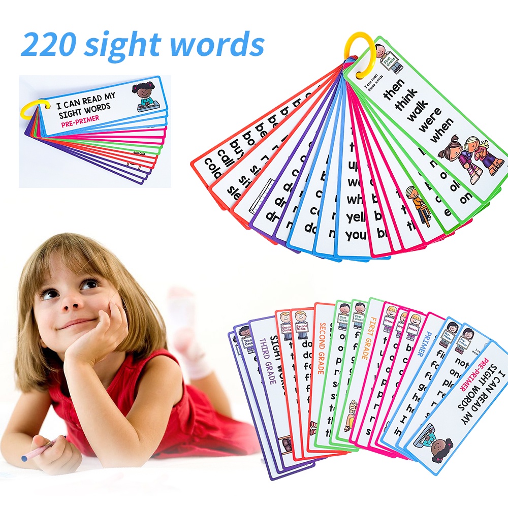 220 sight words flash card for kid toddlers preschool Learn to Read ...