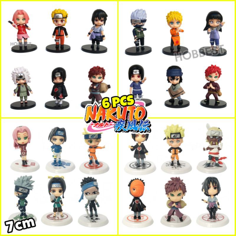 Naruto CHIBI Action Figure contains 6 pcs - Miniature Display Topper Toy Sasuke Hinata Itachi ...