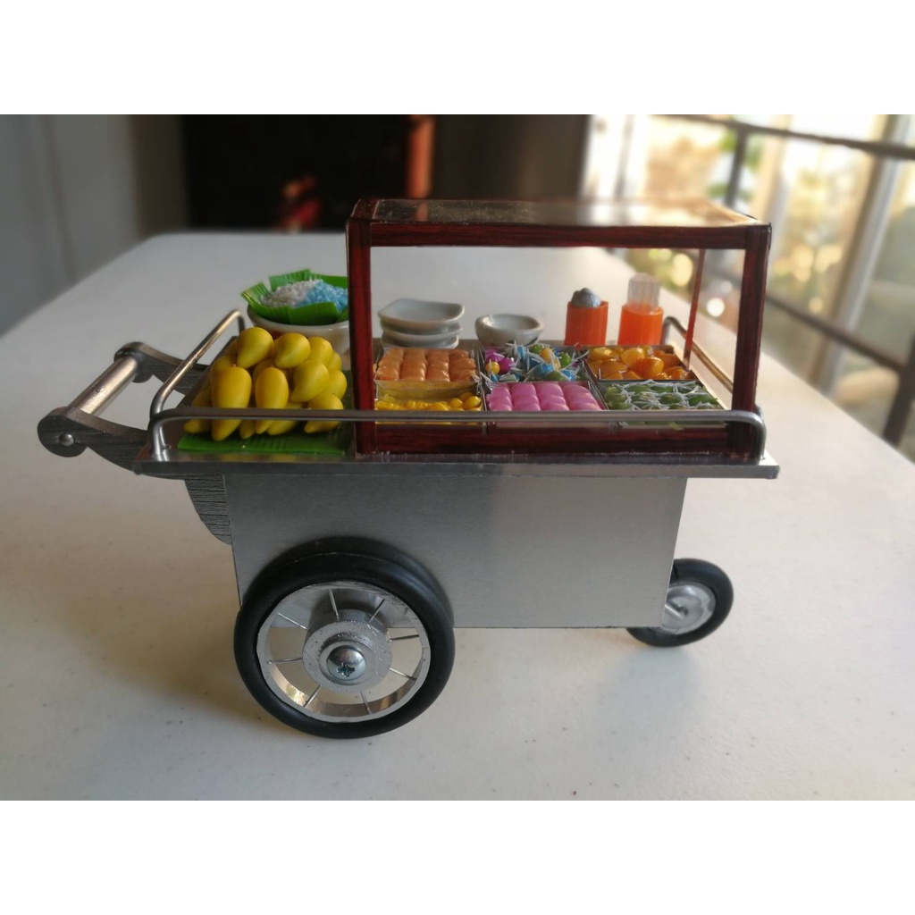 Miniature Simulation Cart Model For Selling Thai Desserts Mango Sticky ...