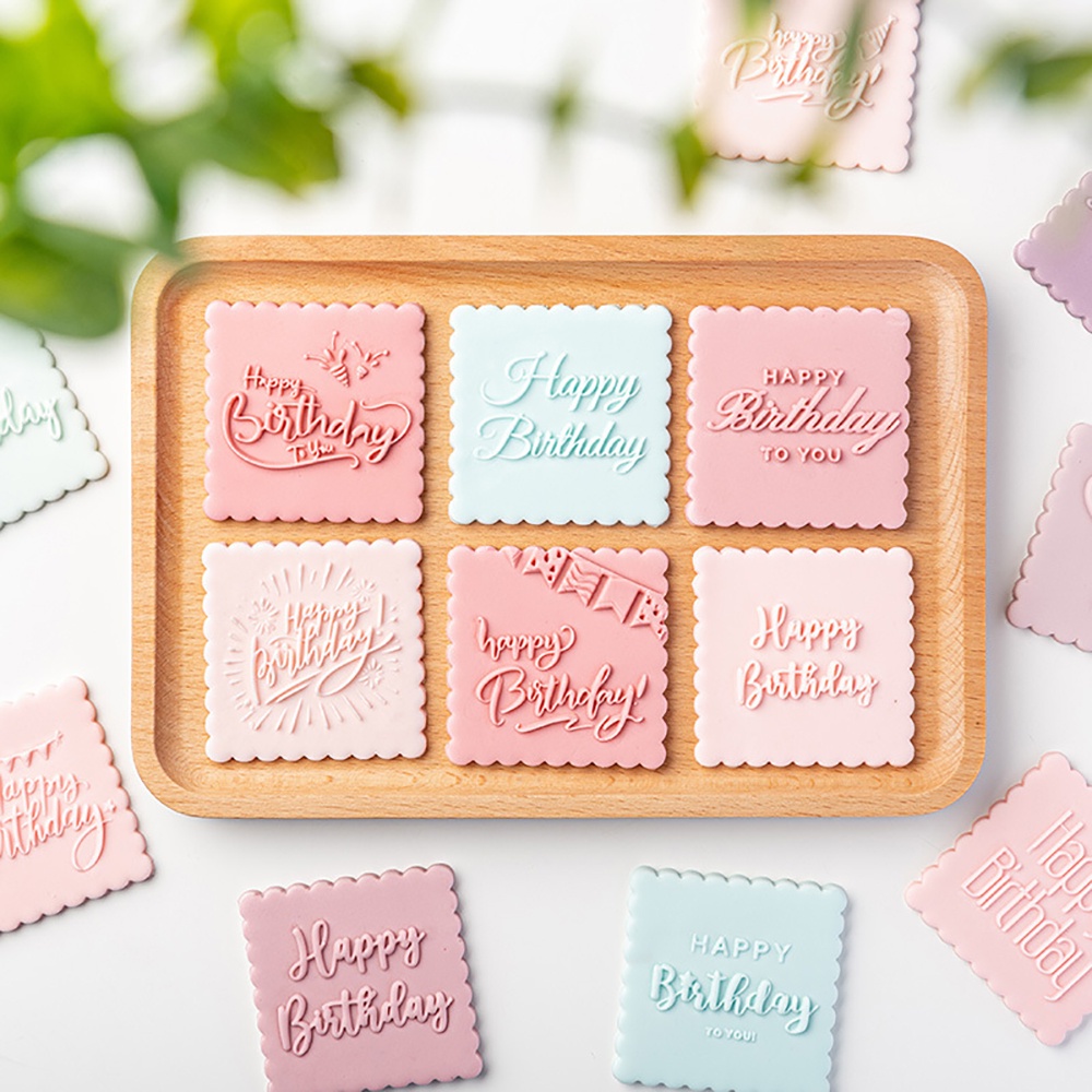 Happy Birthday Cake Decorating Tools Cookie Press Stamp Embosser ...