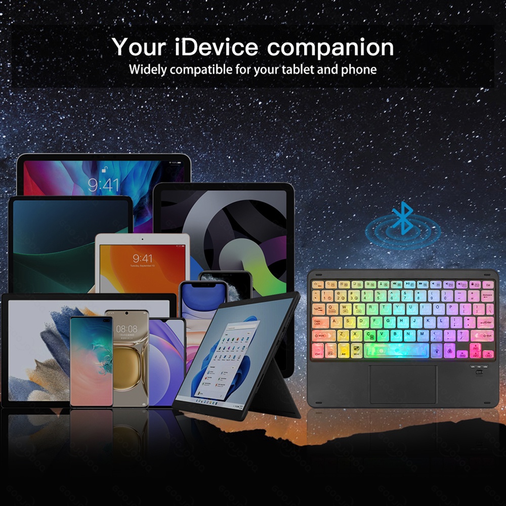 GOOJODOQ RGB Wireless Keyboard Rainbow Backlit Wireless Keyboard with ...