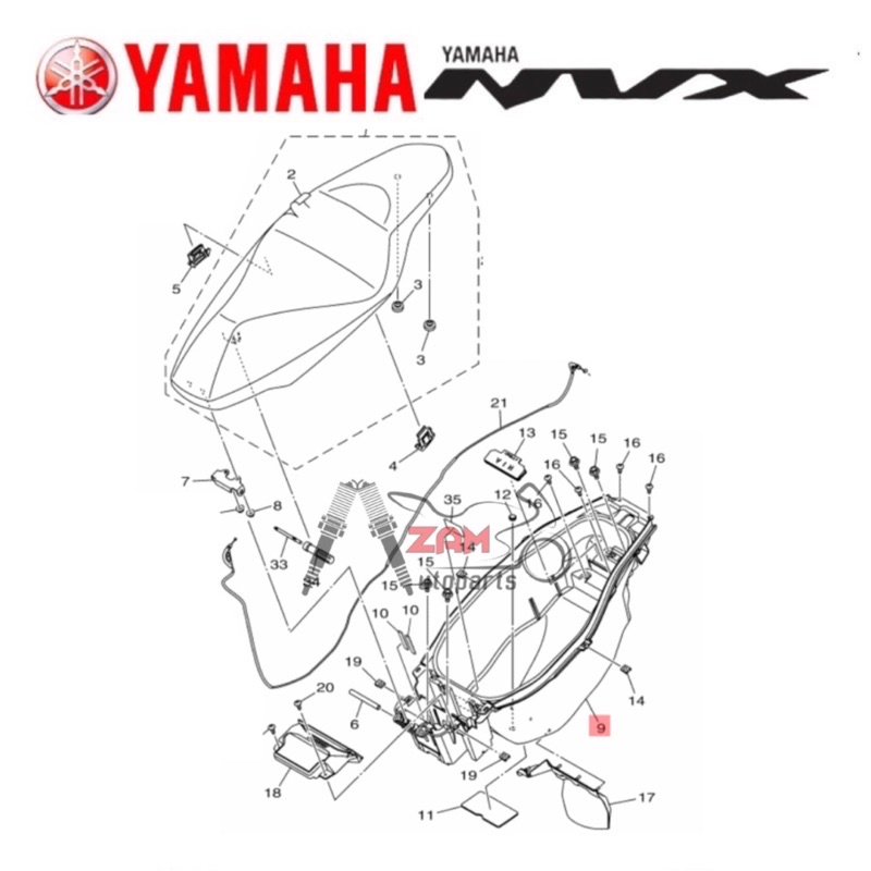 YAMAHA INNER UNDER SEAT STORAGE BOX FOR NVX 155 / AEROX 155 / NVX V1 ...