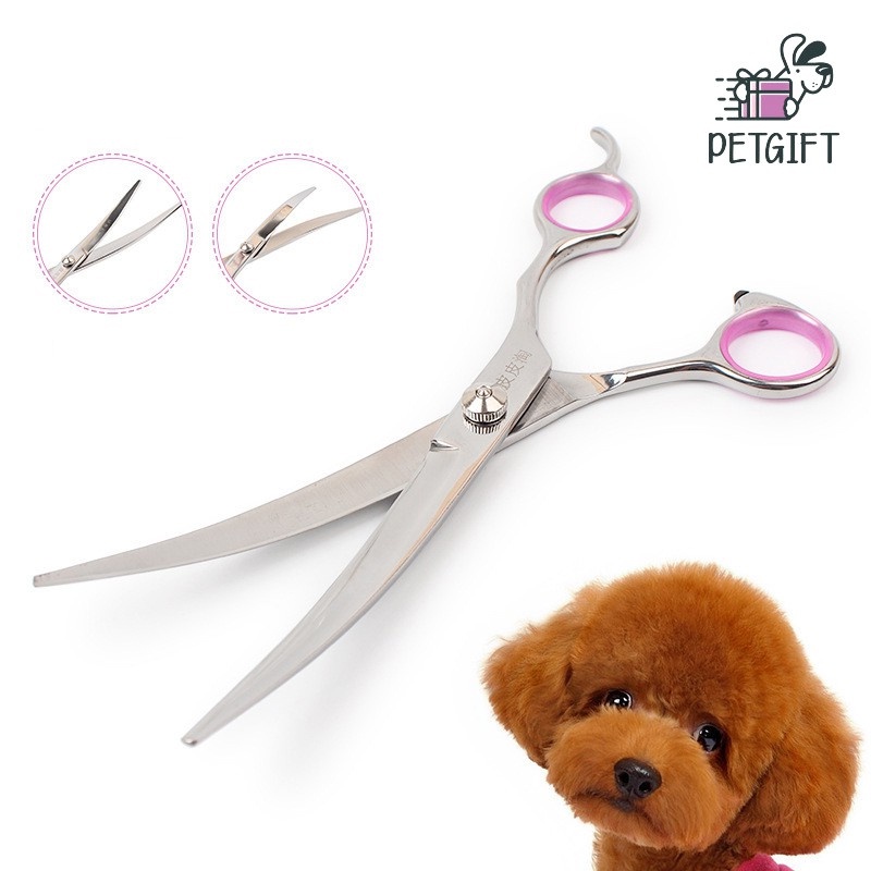 7 Inch long curved dog and cat hair cutting scissors made of stainless ...