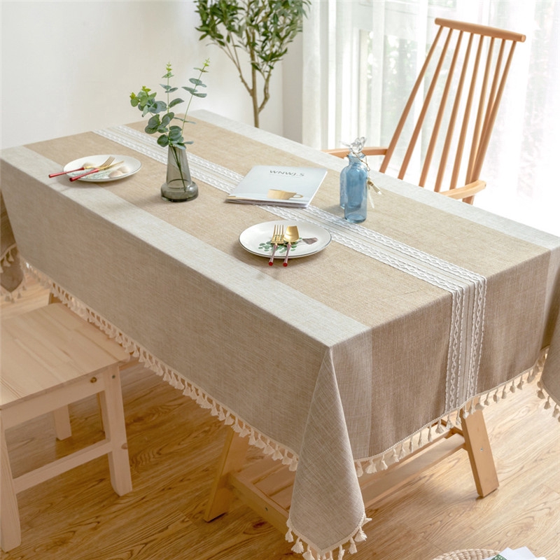 Stripe Embroidery Tablecloths Rectangle Table Cover for Kitchen Dining ...
