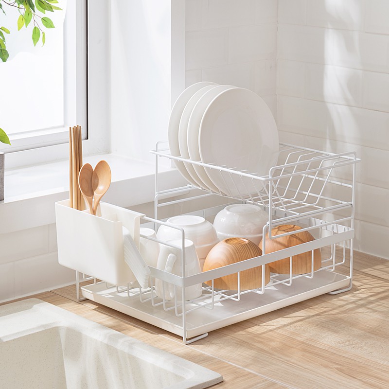 [SG] IMP House Nordic Style 2 Tier Metal Kitchen Dish Rack with Cutlery ...